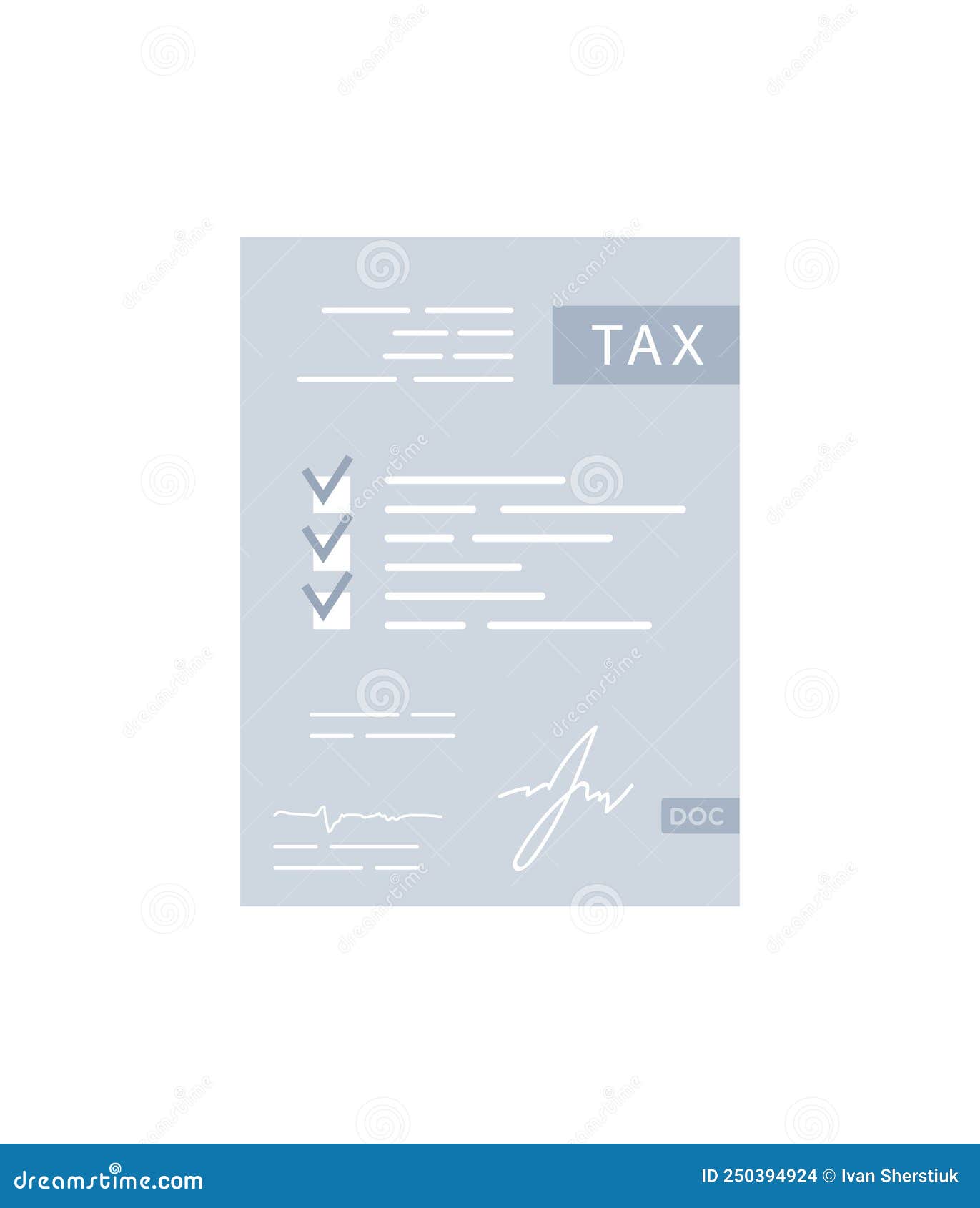 Tax Form Icon in the Flat Style, Isolated Stock Vector - Illustration ...