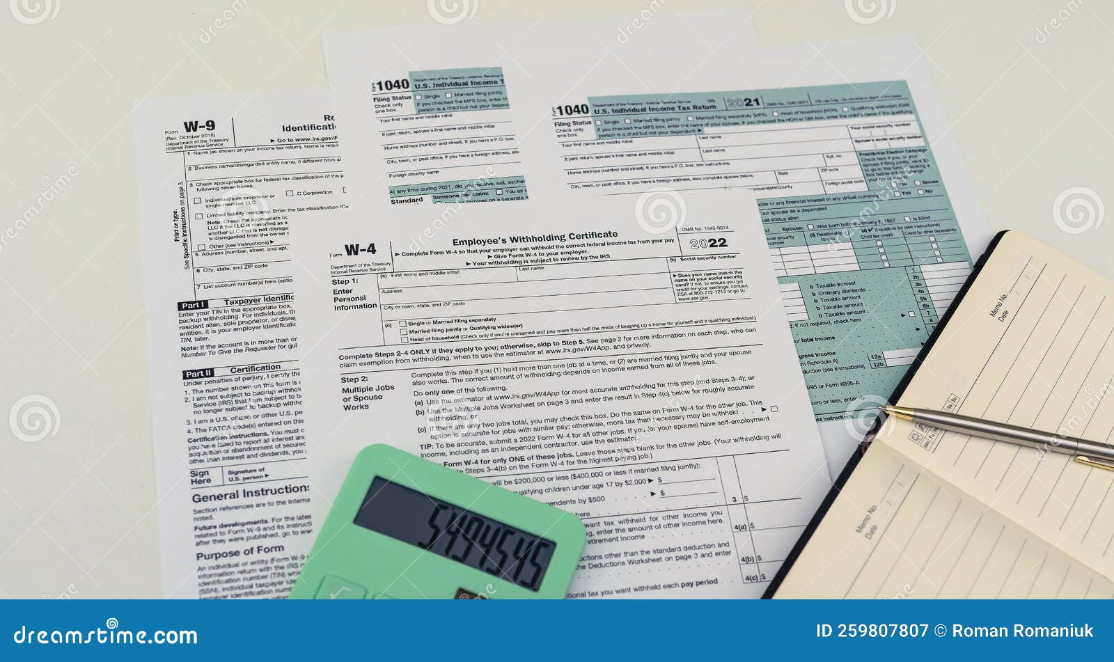 Tax Forms for the Current Year for US Citizens To File a Return. Stock ...