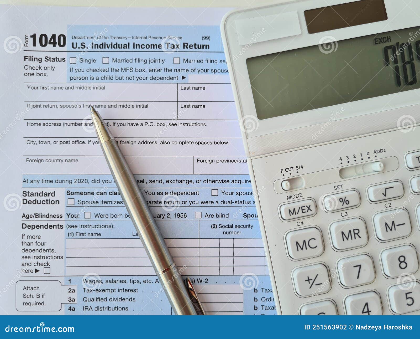 Tax Forms Pen and Checks with Calculator Editorial Photography - Image ...