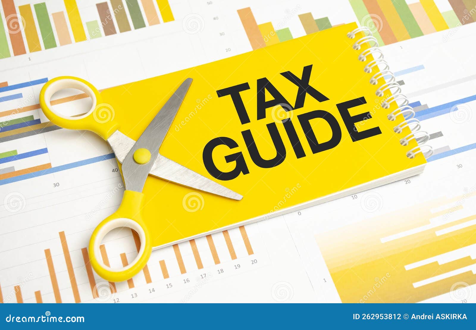 TAX GUIDE. Text on Yellow Notebook and Charts Stock Photo - Image of ...