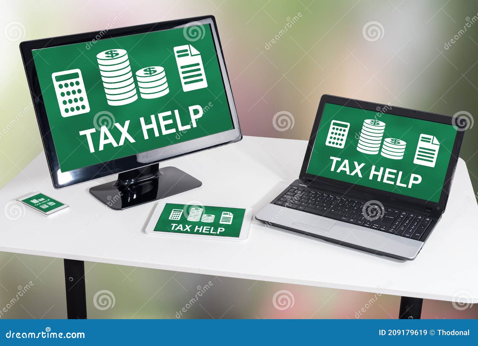 Tax Help Concept on Different Devices Stock Image - Image of technology ...