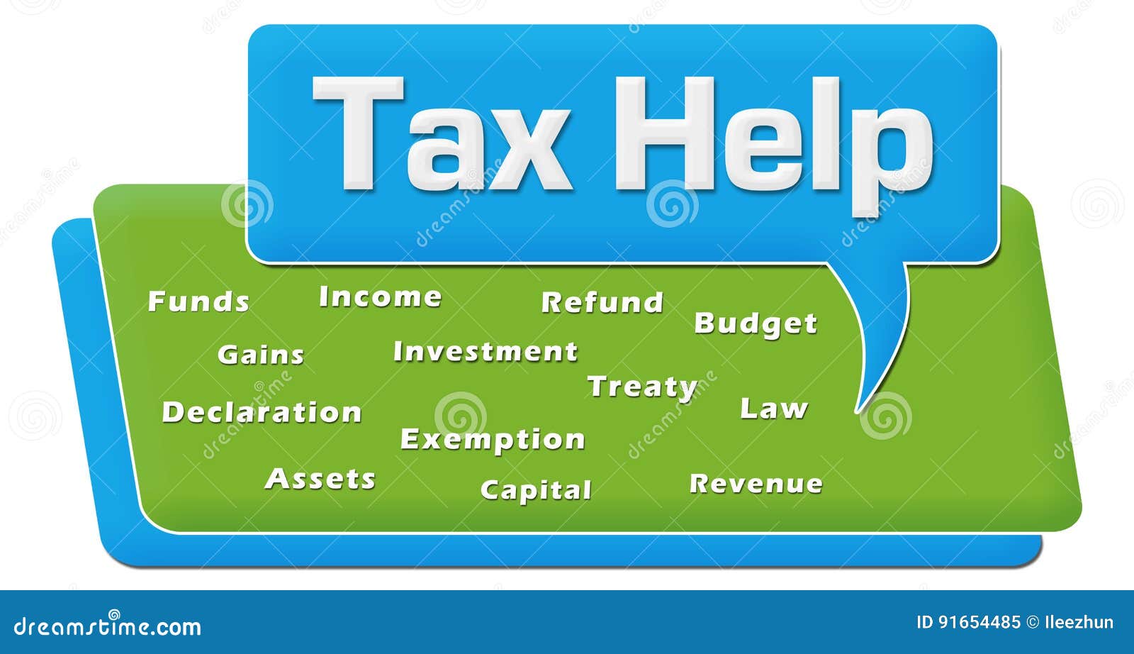 Tax Help Green Blue Word Cloud Comment Symbol Stock Illustration ...