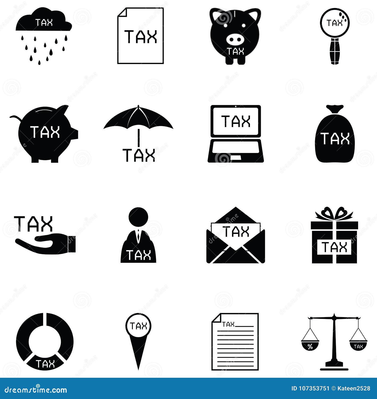 Tax icon set stock vector. Illustration of hand, white - 107353751