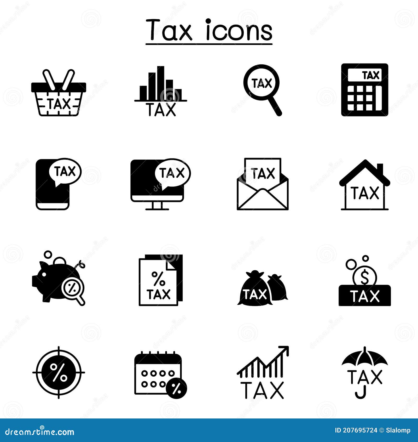 Tax, Fee, Cost Icon Set Vector Illustration Graphic Design Stock ...