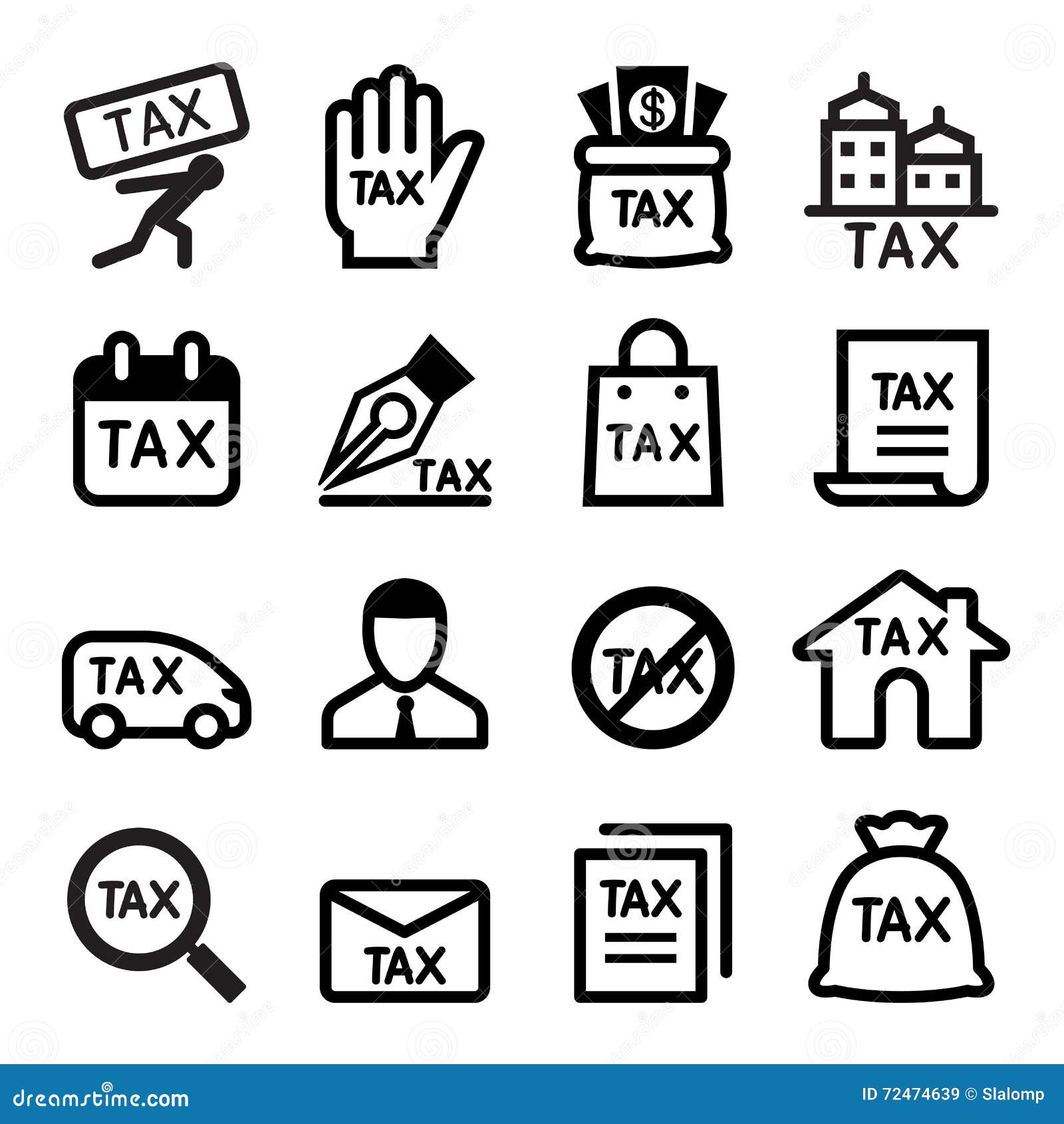 Tax icon set stock illustration. Illustration of file - 72474639