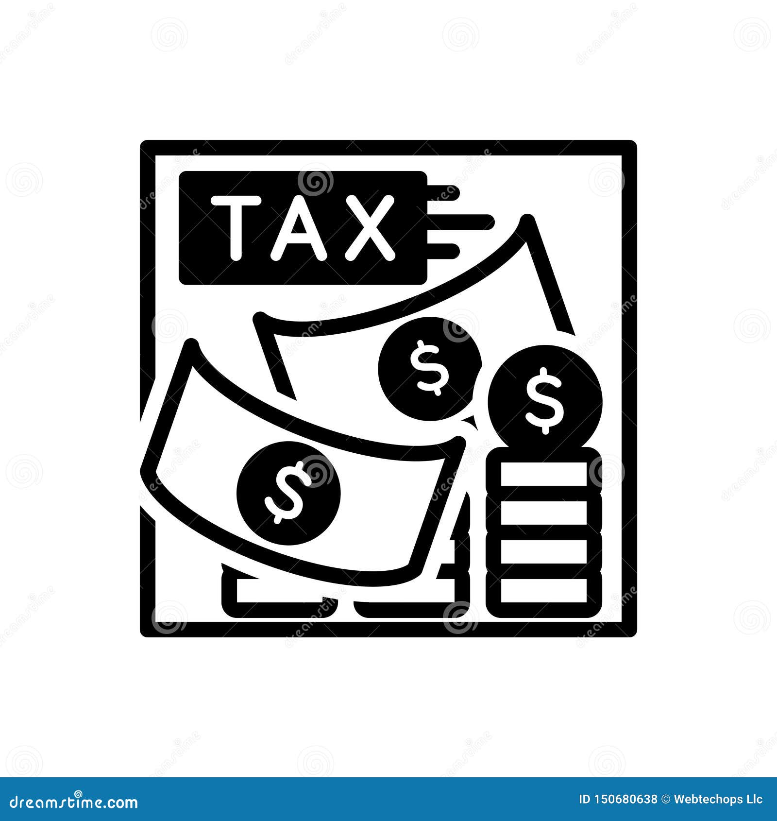 Black Solid Icon for Tax, Taxation and Financial Stock Vector ...