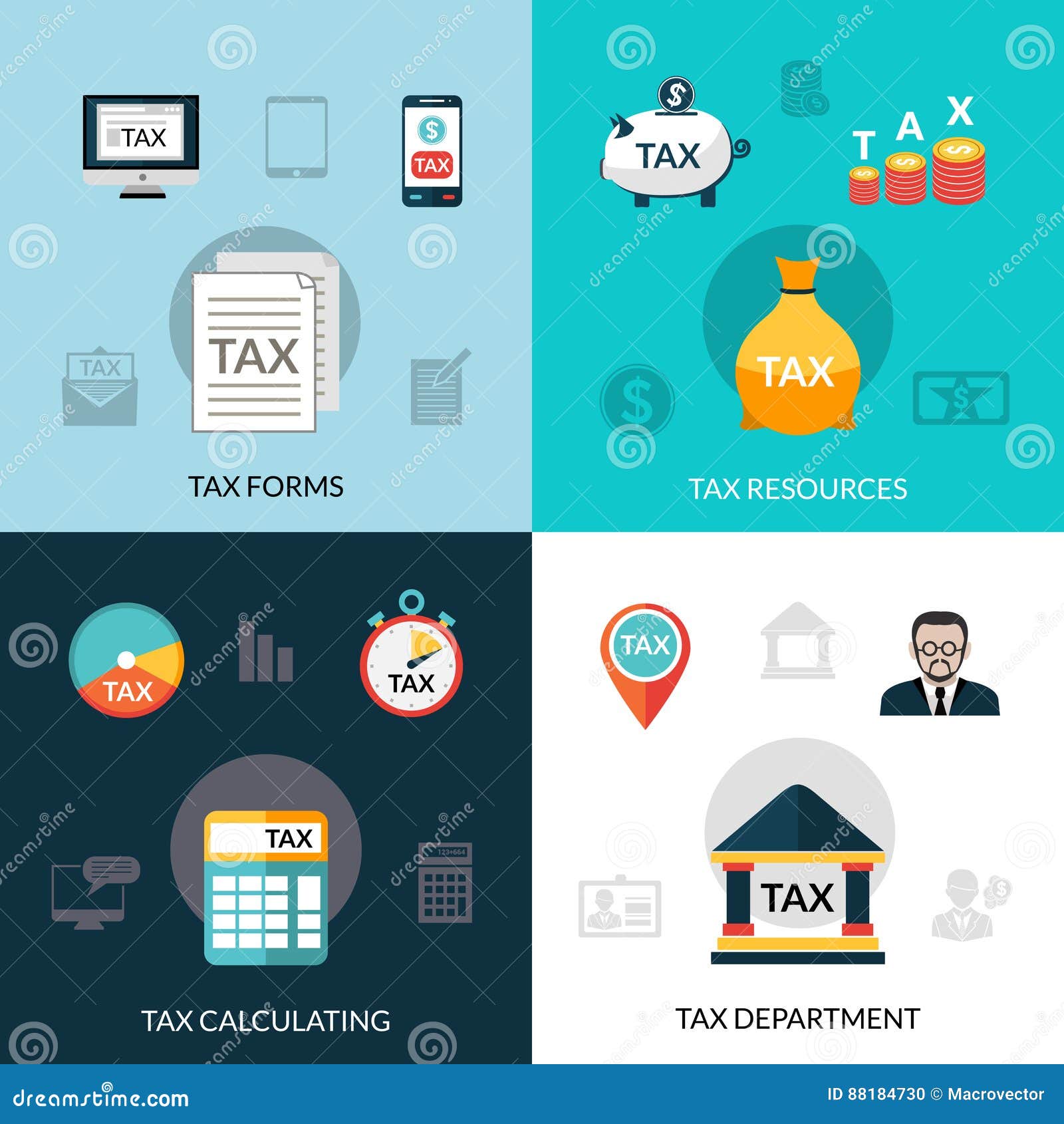 Tax Icons Set stock vector. Illustration of department - 88184730