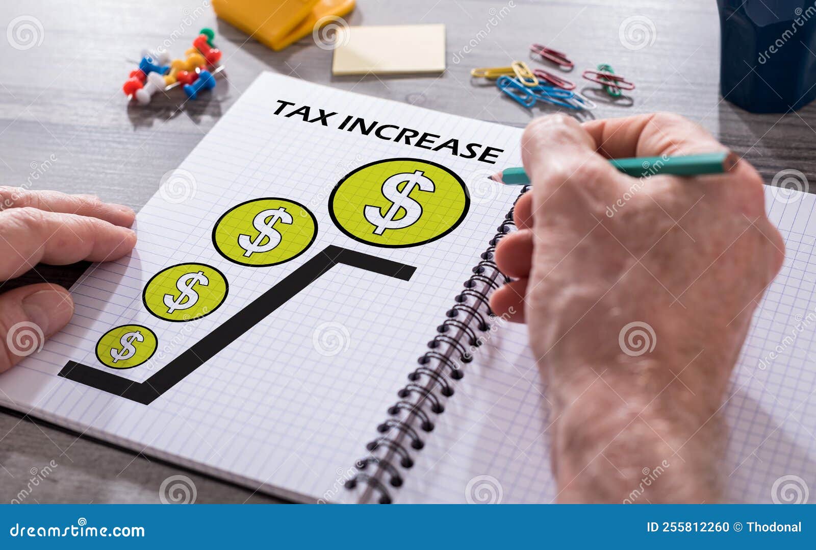 Tax Increase Concept on a Notepad Stock Photo - Image of economy ...