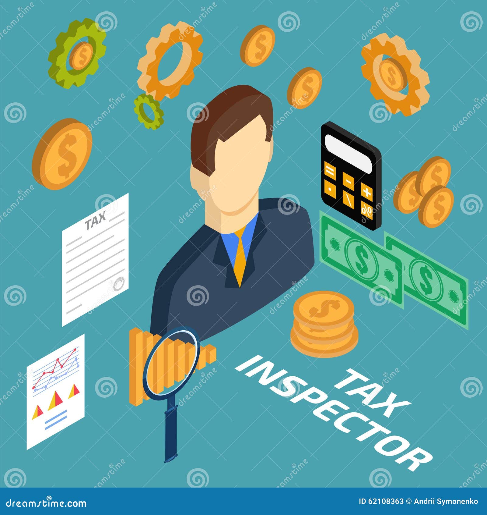Tax Inspector Isometric. Stock Vector Stock Vector - Illustration of ...