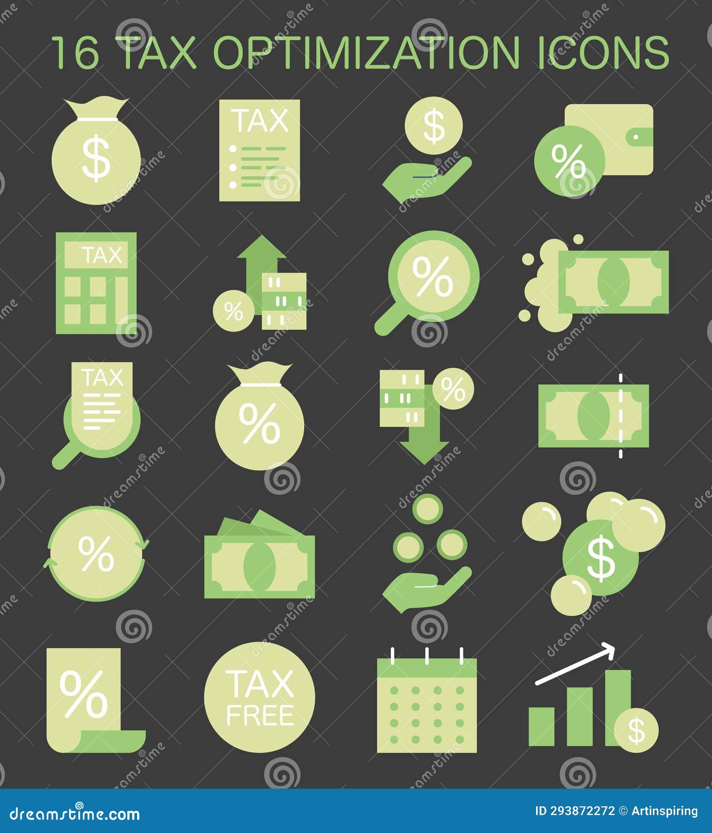 Tax Optimization Icon Dark or Night Mode Set. Simple Symbols of ... Tax Optimization Icon Dark or Night Mode Set. Simple Symbols of ...