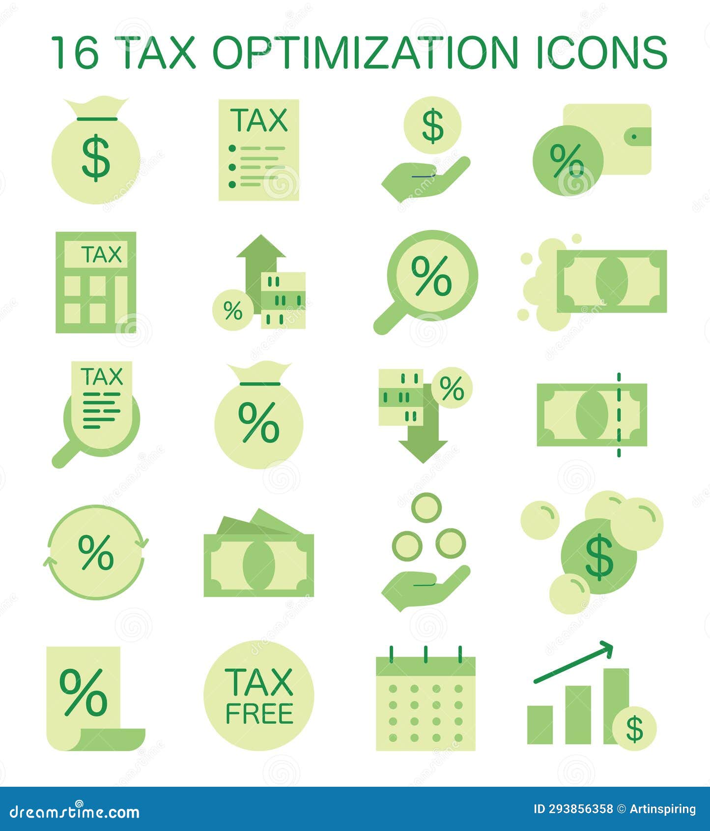 Tax Optimization Icon Set. Simple Symbols of Financial Efficiency ...