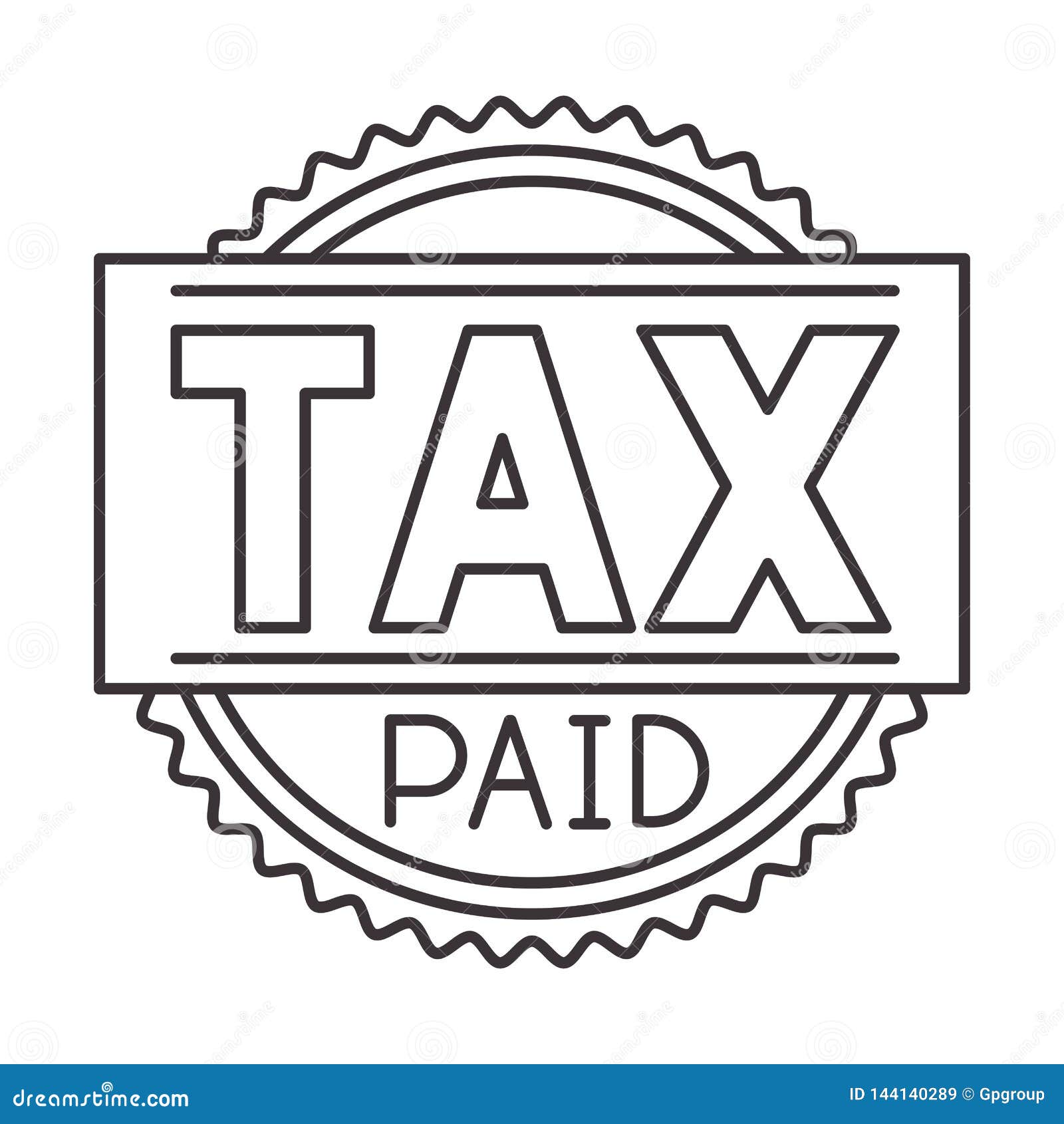 Tax paid seal stamp stock vector. Illustration of debt - 144140289