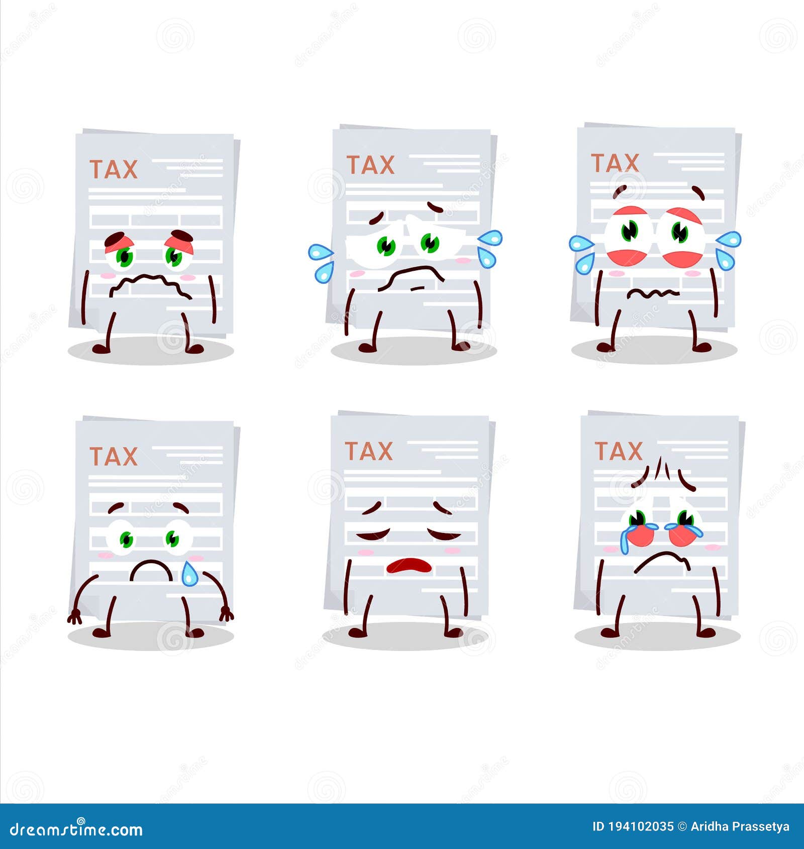 Tax Payment Cartoon Character with Sad Expression Stock Vector ...