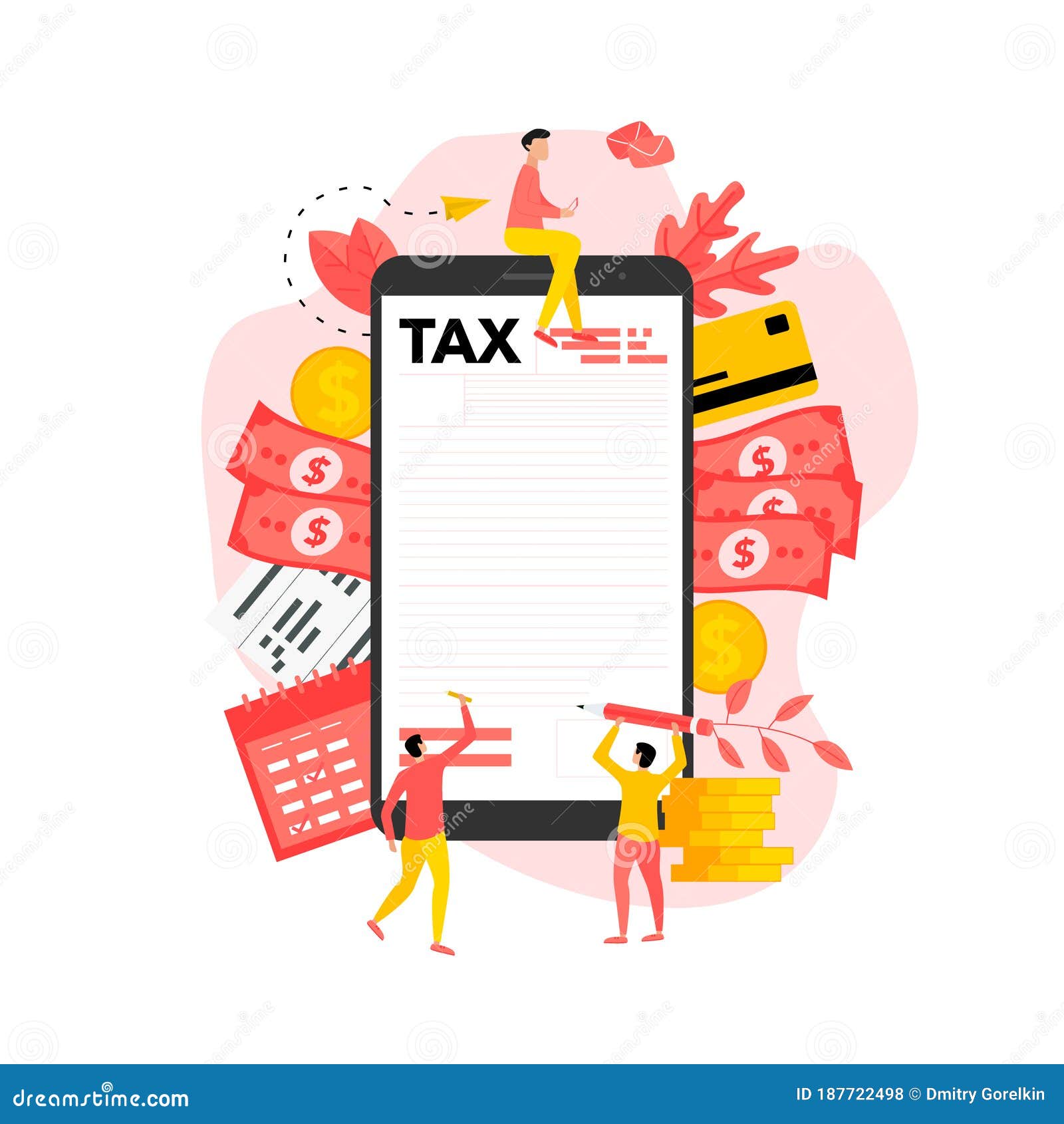 Tax Payment Vector Illustration Concept. Filling Tax Form Stock ...