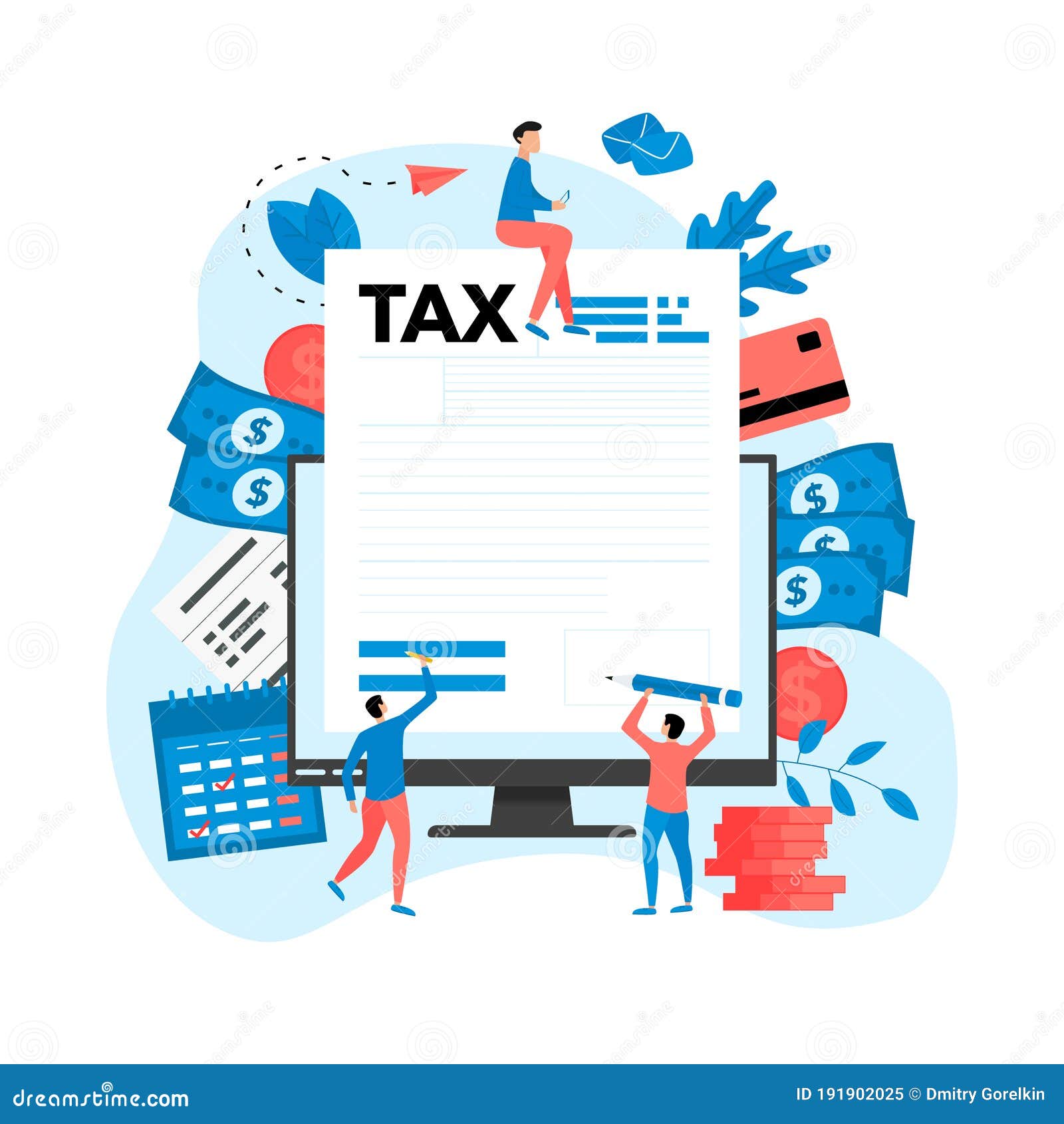 Tax Payment Vector Illustration Concept. Filling Tax Form Stock Vector ...