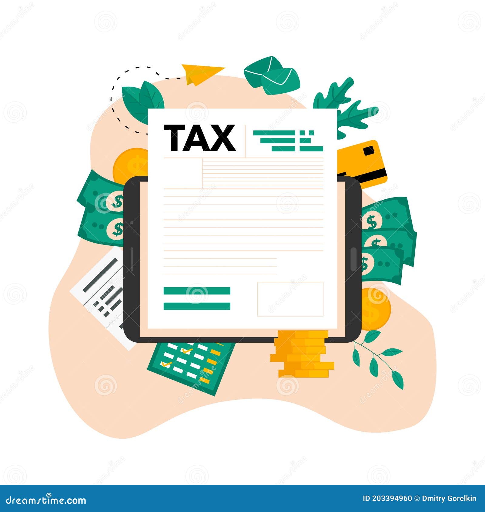 Tax Payment Vector Illustration Concept. Filling Tax Form Stock ...