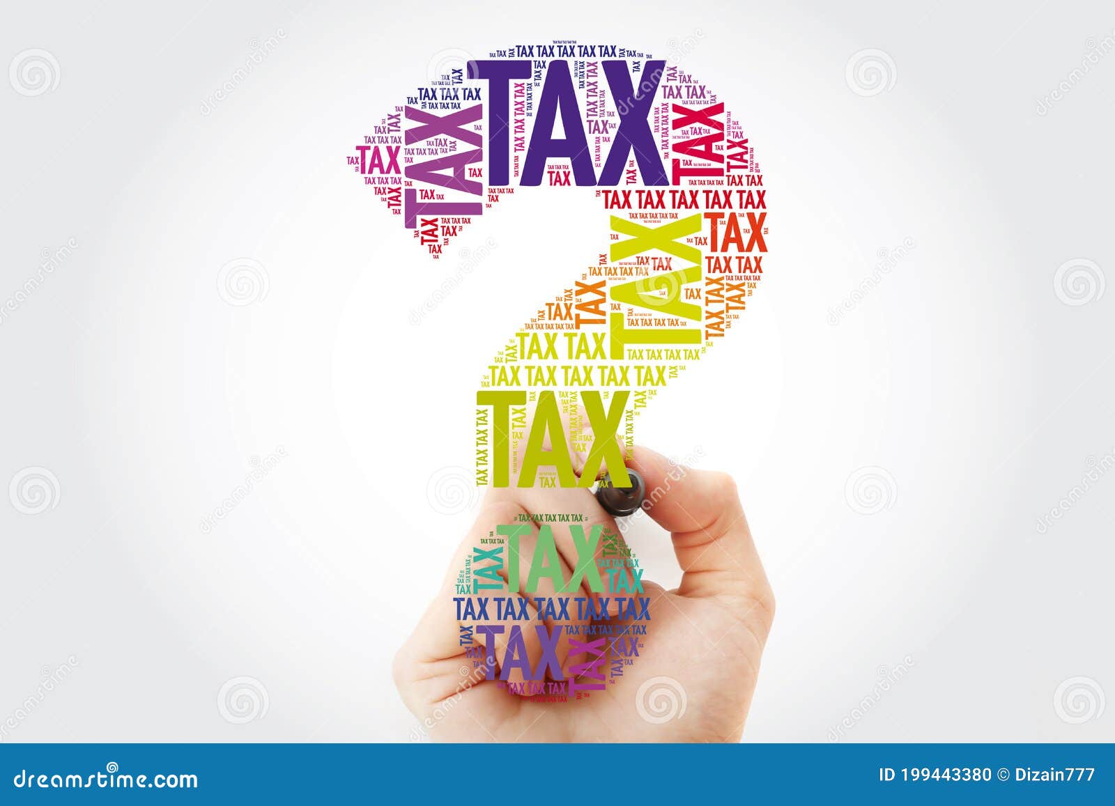 Tax Question Mark, Word Cloud Business Concept Stock Photo - Image of ...