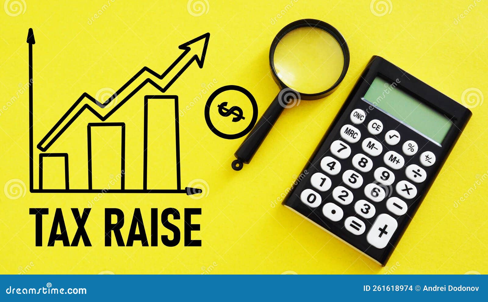 Tax Raise is Shown Using the Text and Photo of Calculator Stock Photo ...