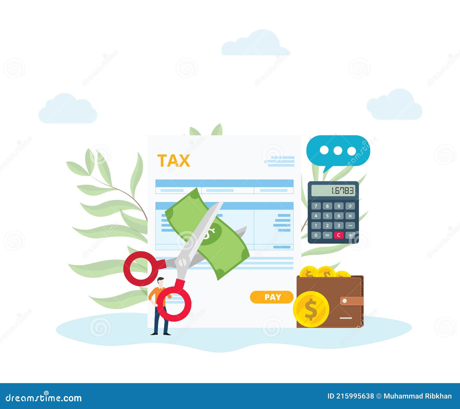 Tax Reduction or Deduction Concept with People Cutting Money on Front ...