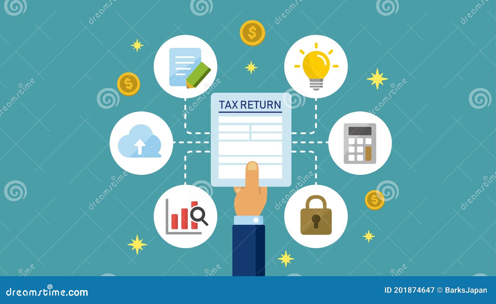 Tax Return, Submit Tax Document, Tax Form /cartoon Banner Illustration ...