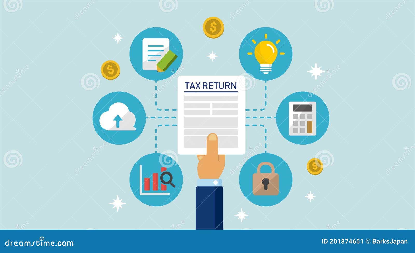 Tax Return, Submit Tax Document, Tax Form /cartoon Banner Illustration ...