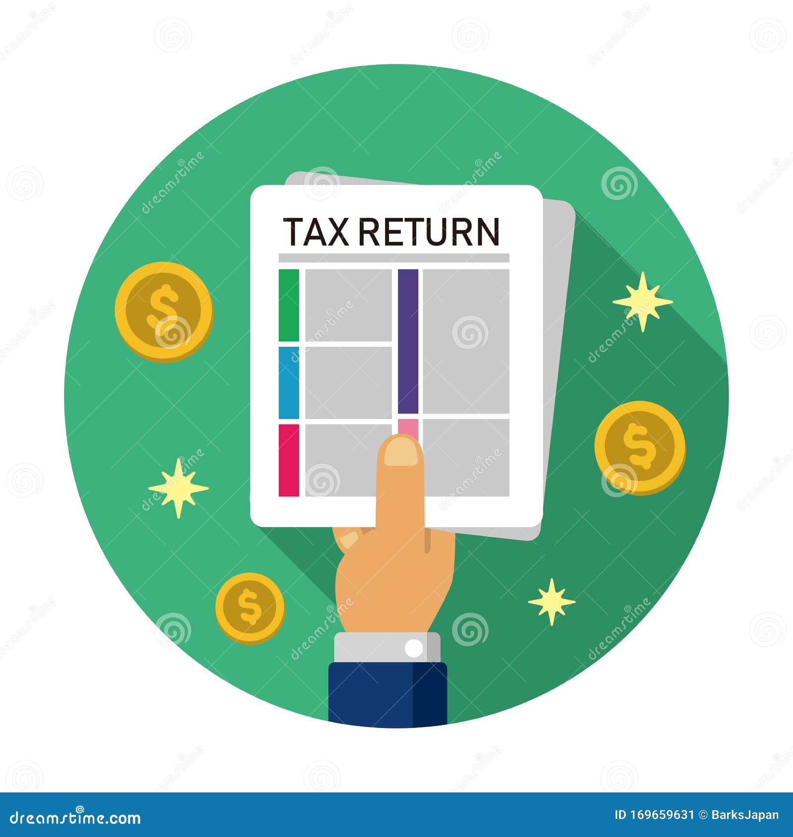 Tax Return, Submit Tax Document, Tax Form /cartoon Banner Illustration ...
