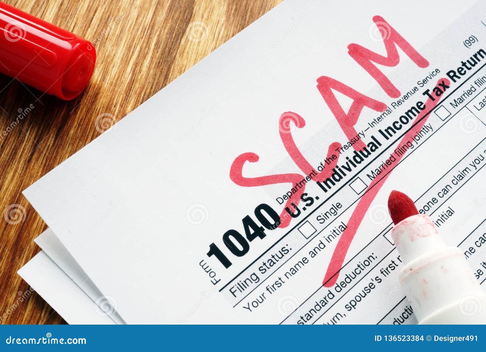 Tax Scam. Form with Sign on a Desk Editorial Stock Image - Image of ...