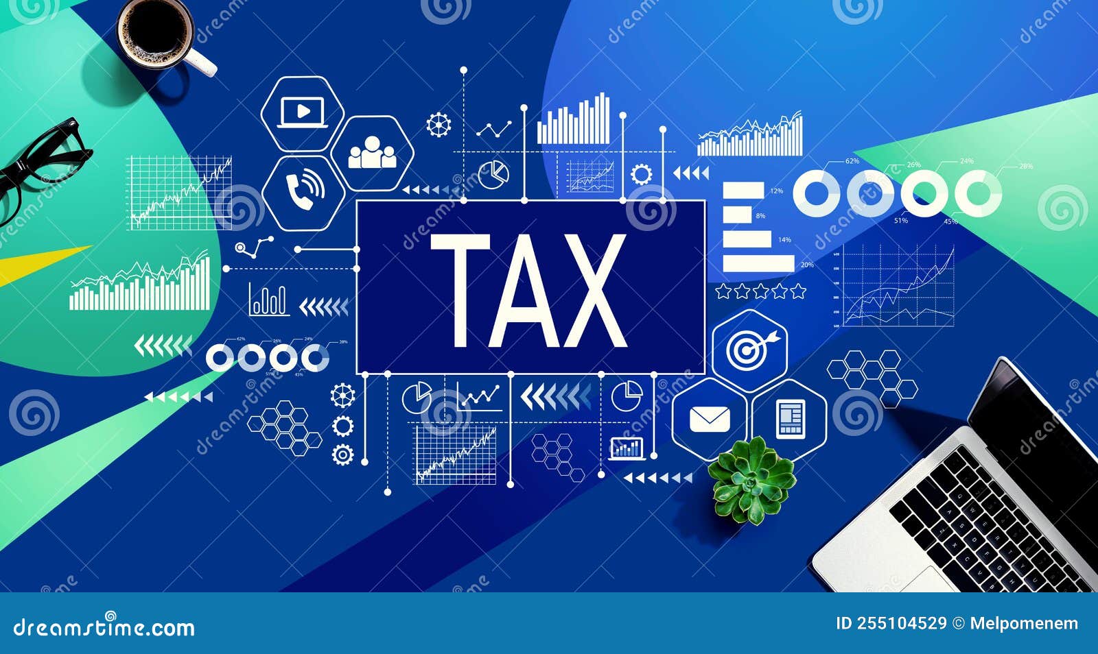 Tax Theme with Laptop Computer Stock Image - Image of technology ...