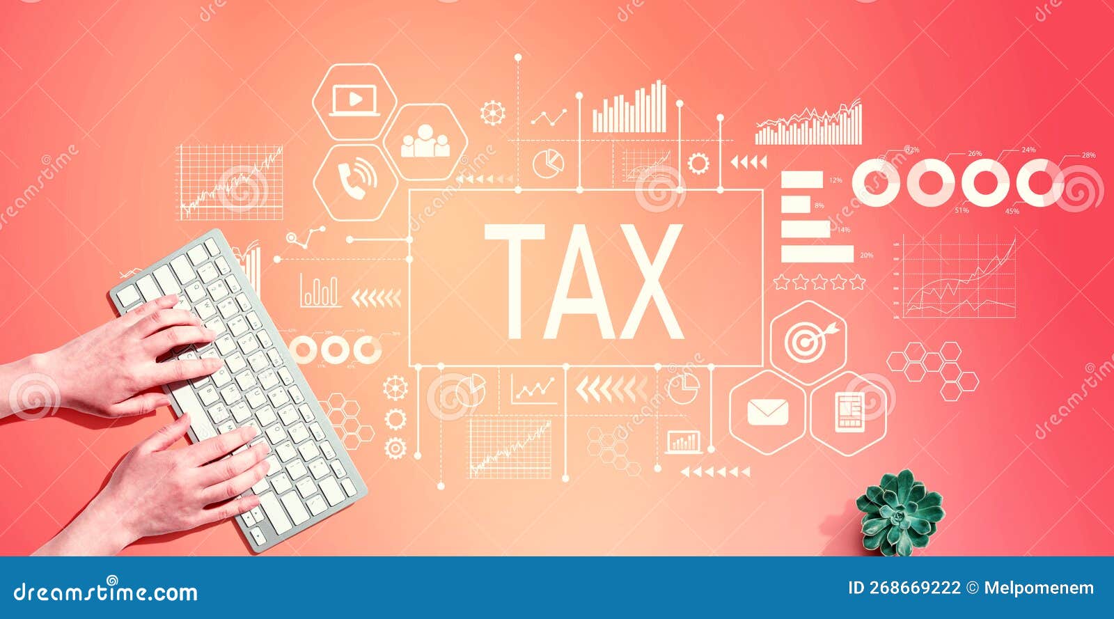 Tax Theme with Person Using Computer Keyboard Stock Photo - Image of ...