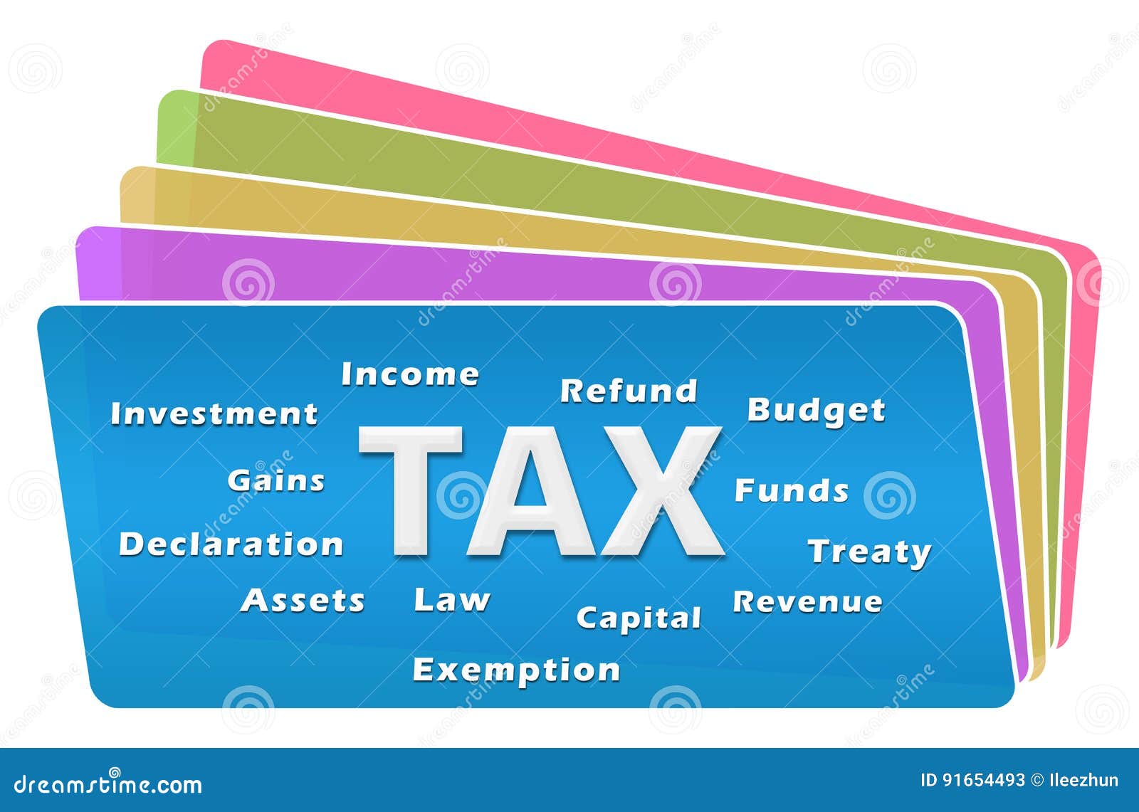 Tax Word Cloud Colorful Squares Stack Stock Illustration - Illustration ...