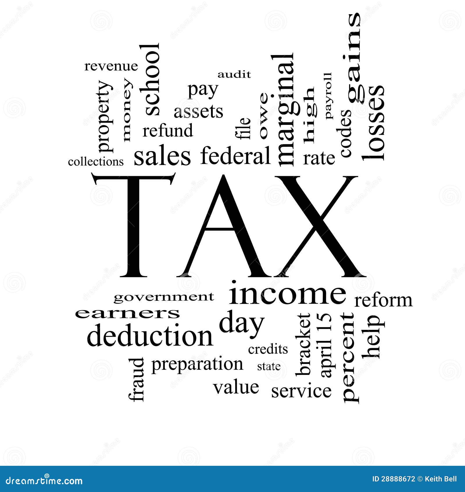 Tax Word Cloud Concept in Black and White Stock Illustration ...