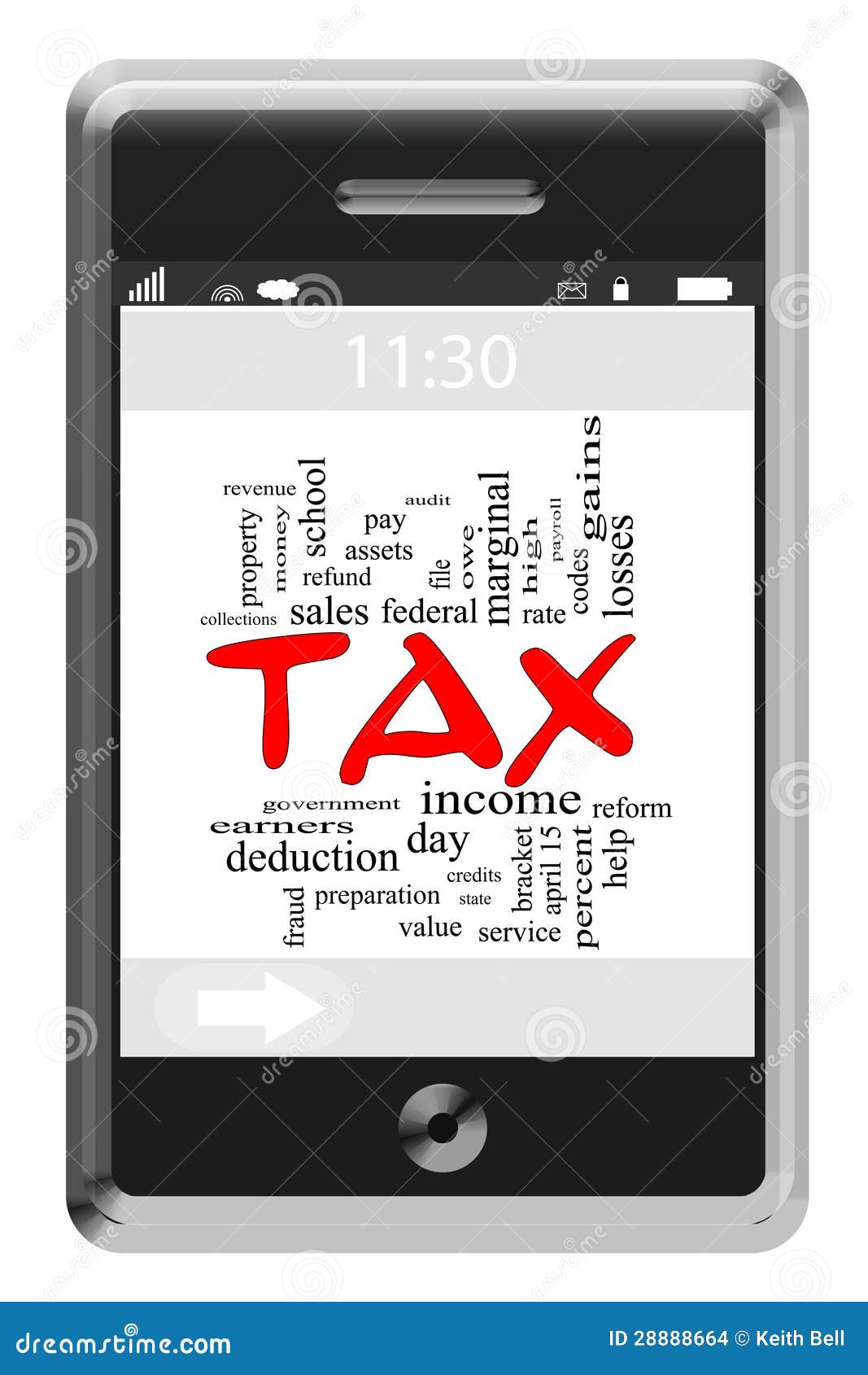 Tax Word Cloud Concept on Touchscreen Phone Stock Illustration ...