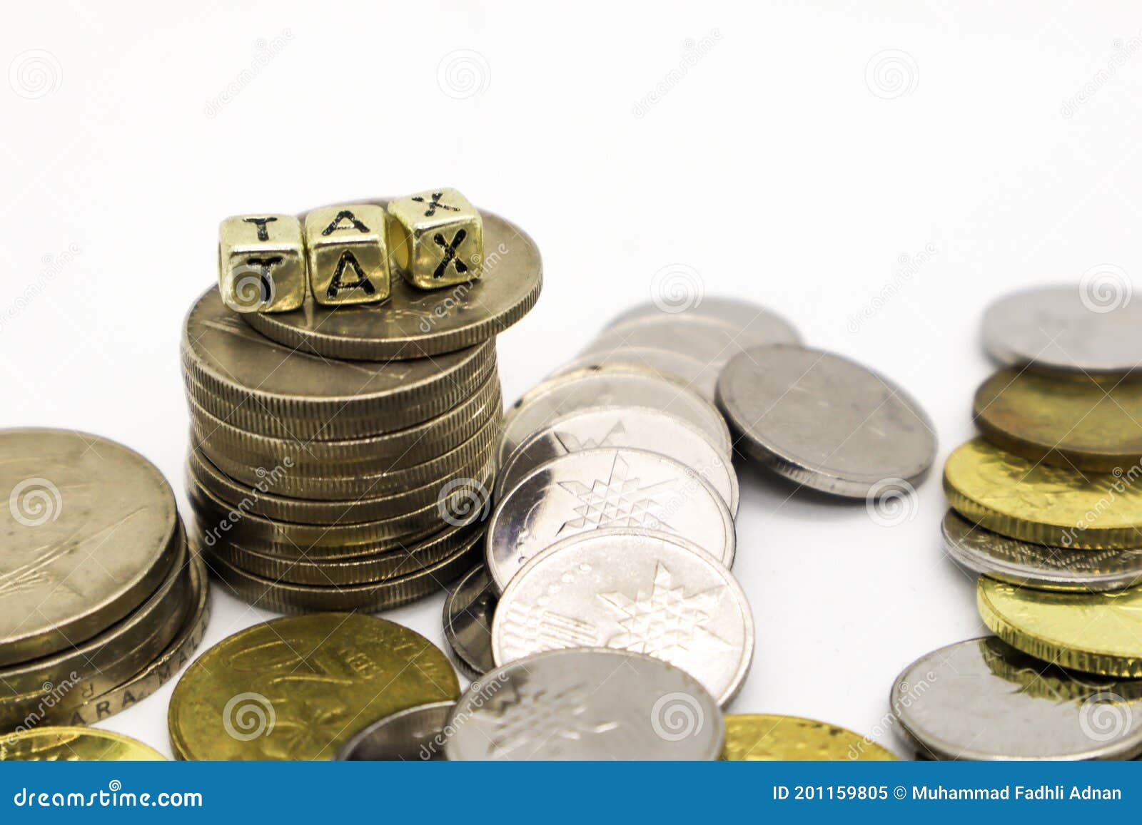 â€œTAXâ€ Wording on a Stack of Coins Stock Image - Image of income ...