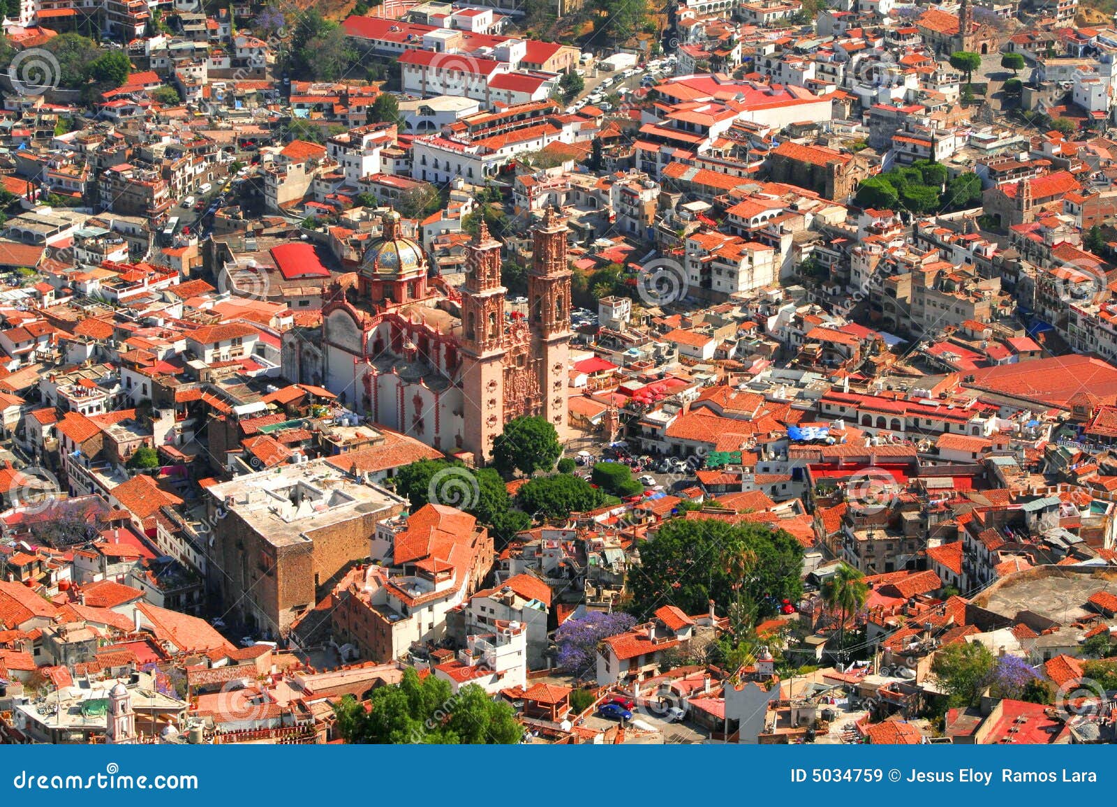 Taxco aerial view stock image. Image of colonial, cathedral - 5034759