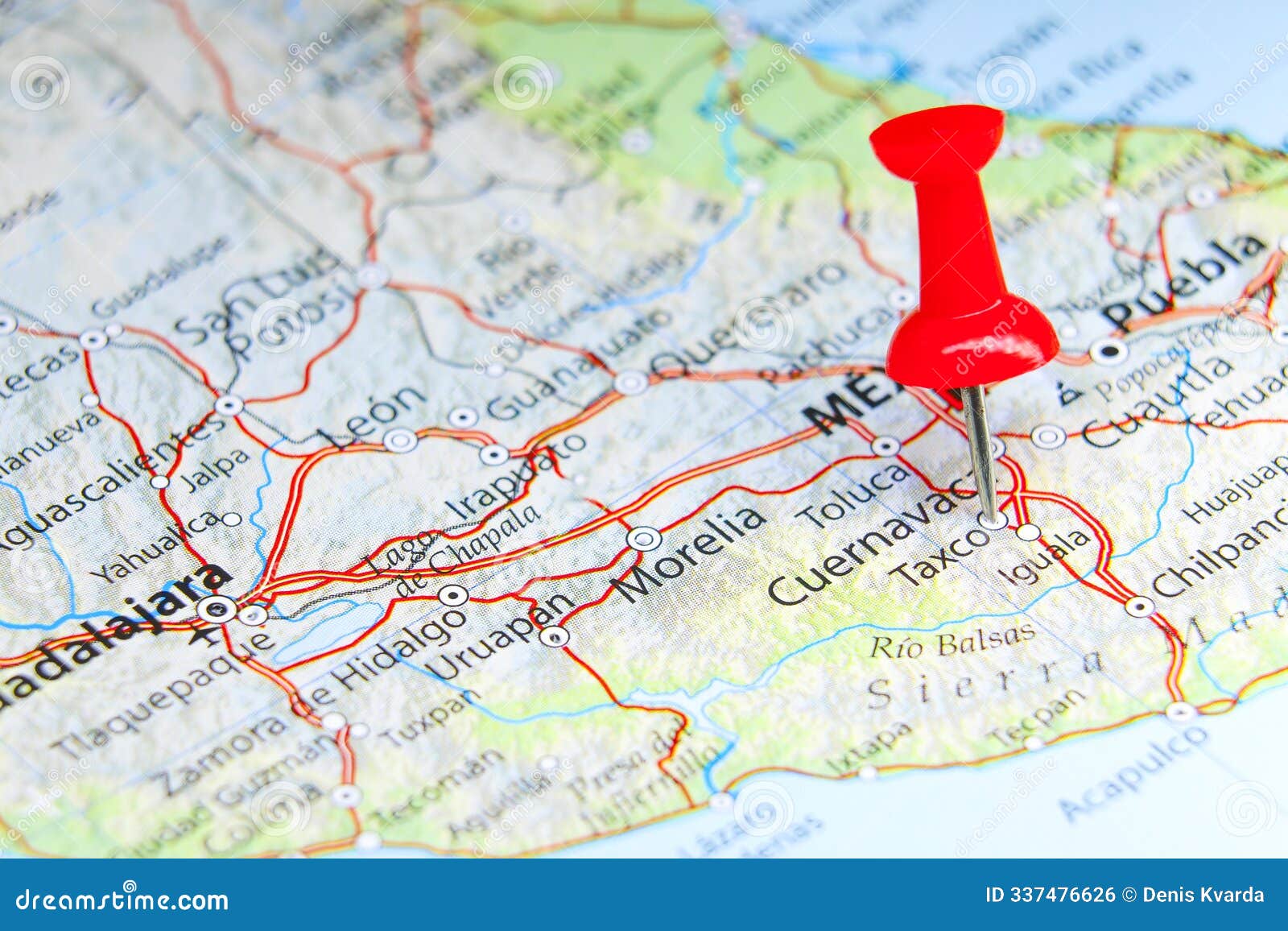 Taxco, Mexico pin on map stock photo. Image of journey - 337476626