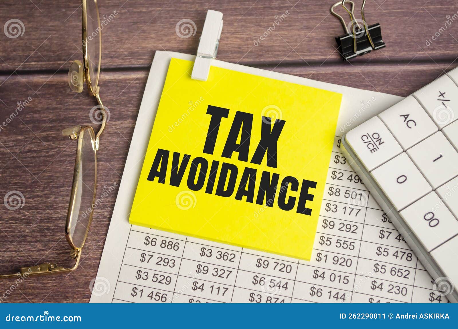 Taxes Avoidance Text on Business Paper on Office Table Stock Image ...