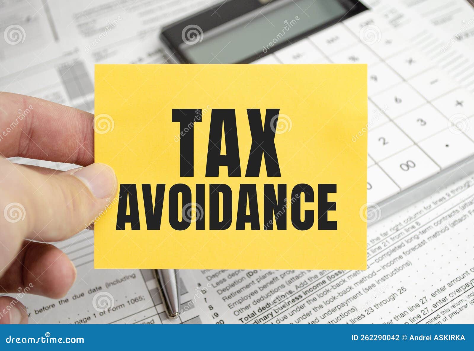 Taxes Avoidance. Text on Yellow Sticker with Calculator Stock Photo ...