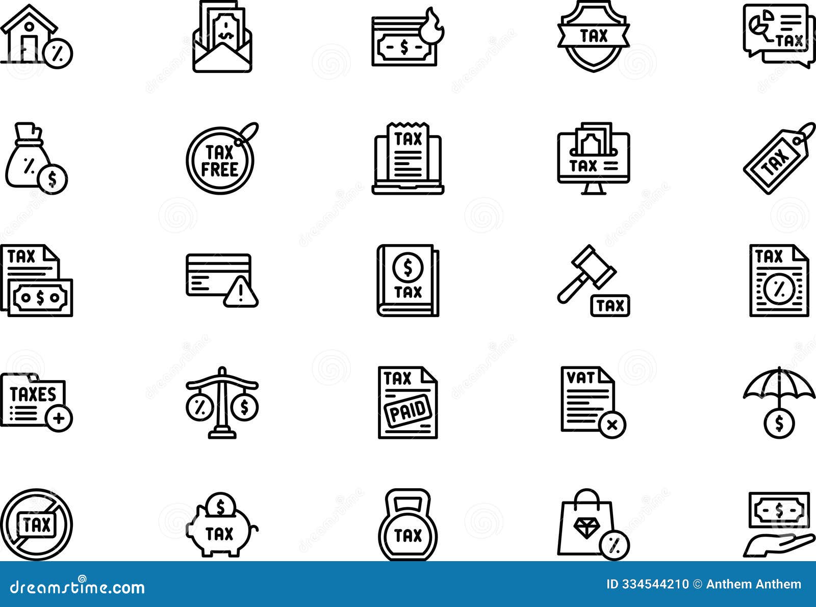 Taxes Icons Collection is a Vector Illustration with Editable Stroke ...