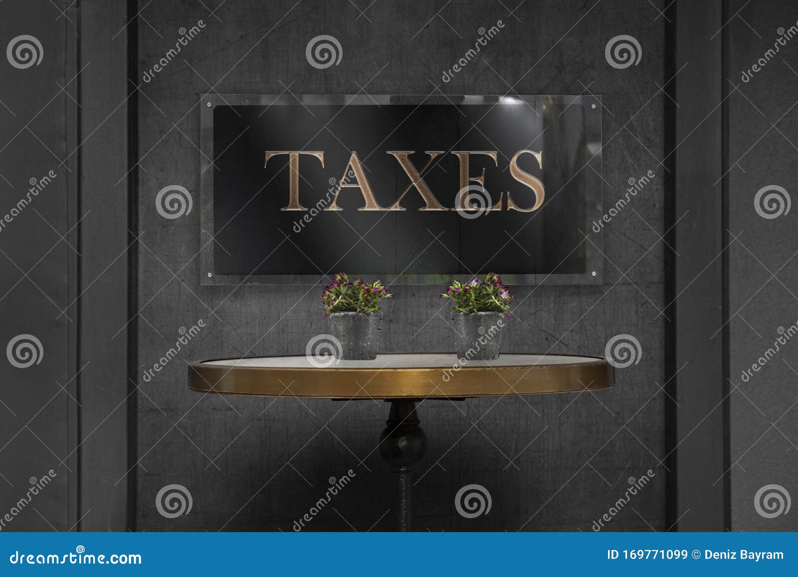 Taxes sign board on wall stock image. Image of marketing - 169771099