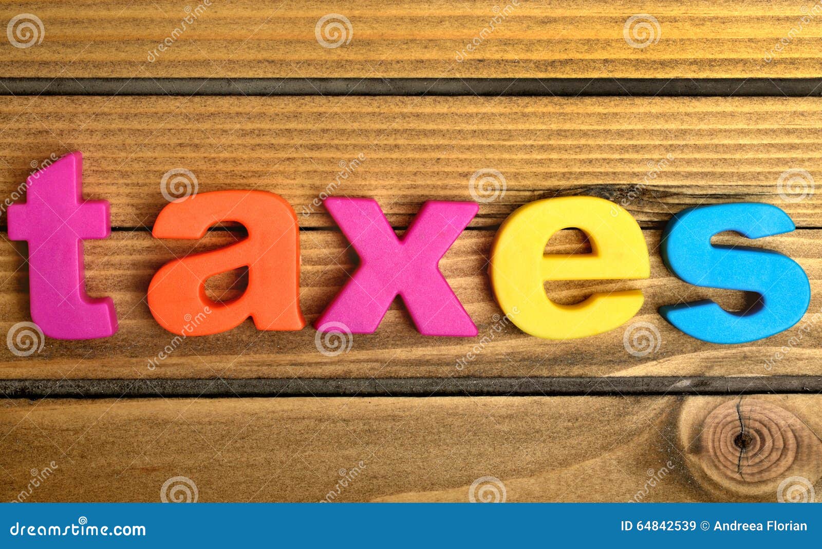 Taxes Word Or Concept On Wooden Blocks, White Wood Background Royalty ...