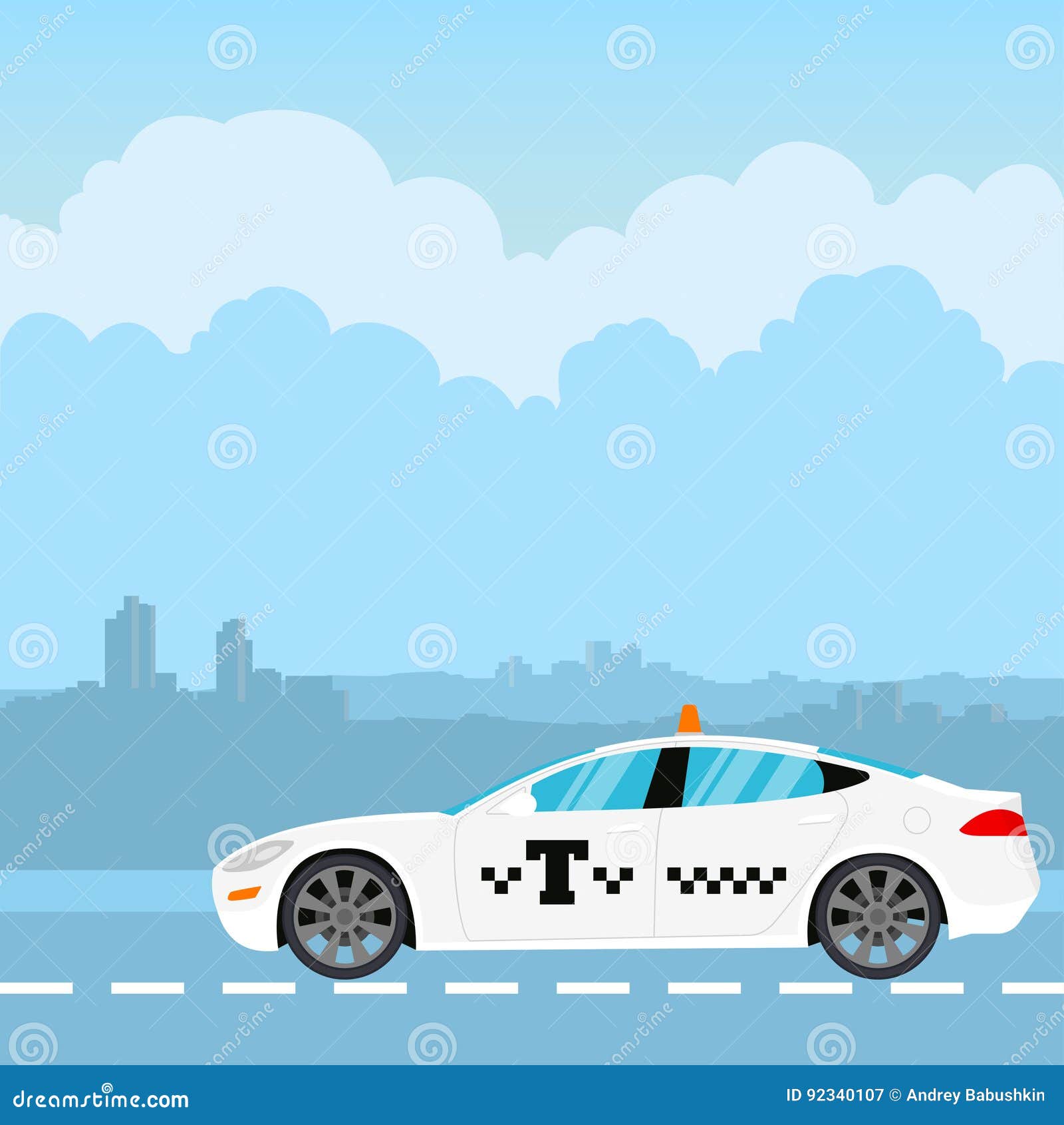 Taxi blanco con el fondo ilustración del vector. Ilustración de ...