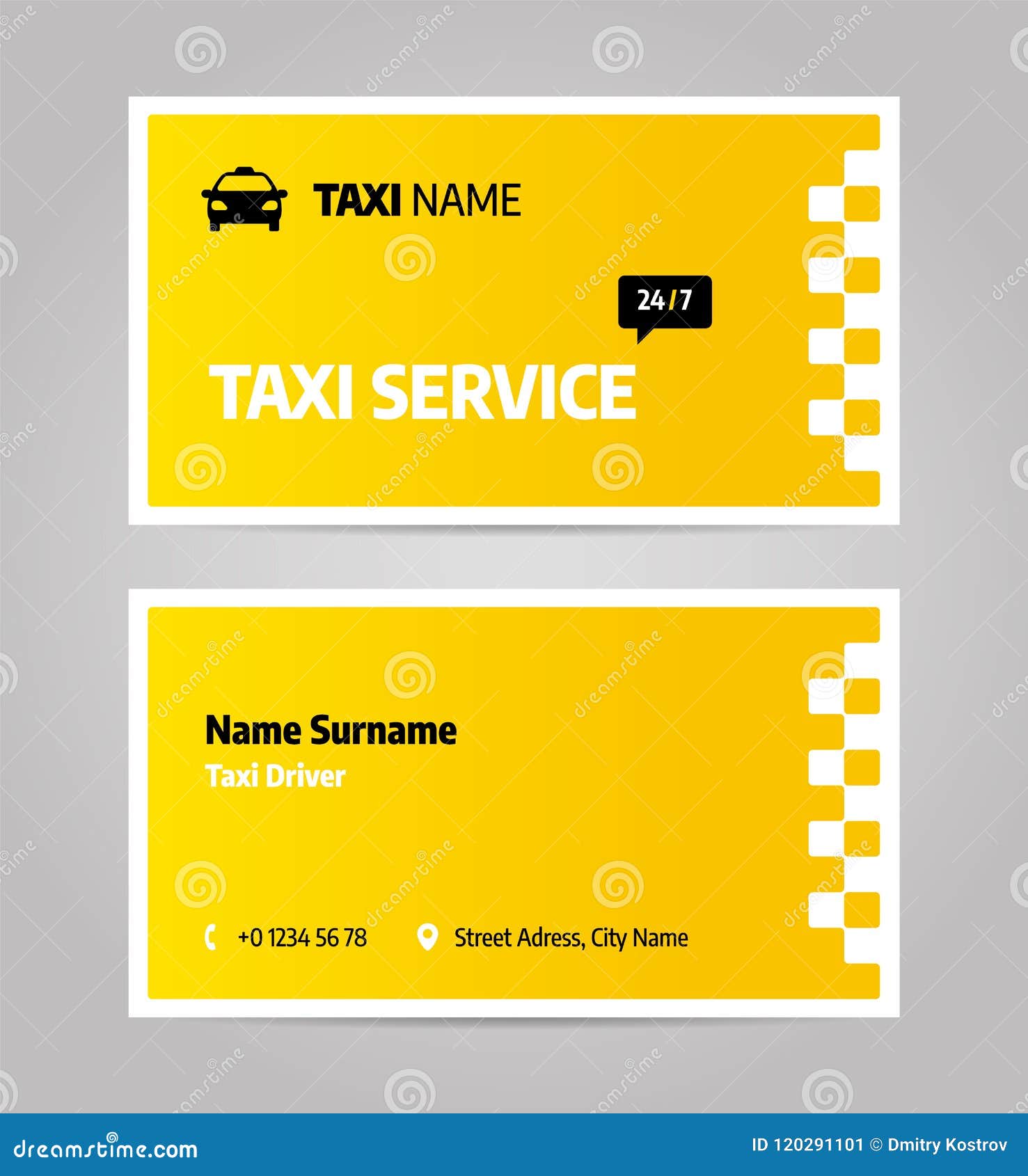 Taxi Business or Visiting Card. Stock Vector - Illustration of personal ...