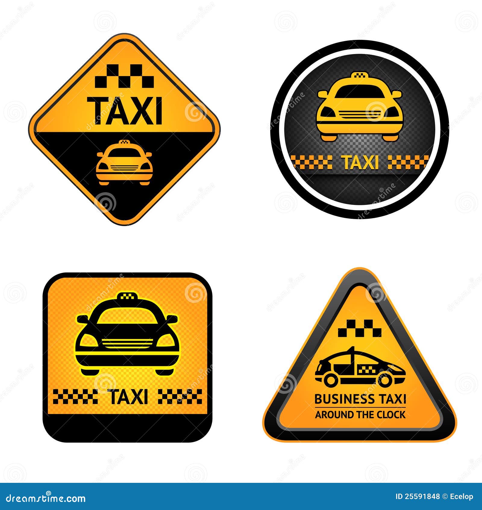 Taxi cab set stickers stock vector. Illustration of automobile - 25591848