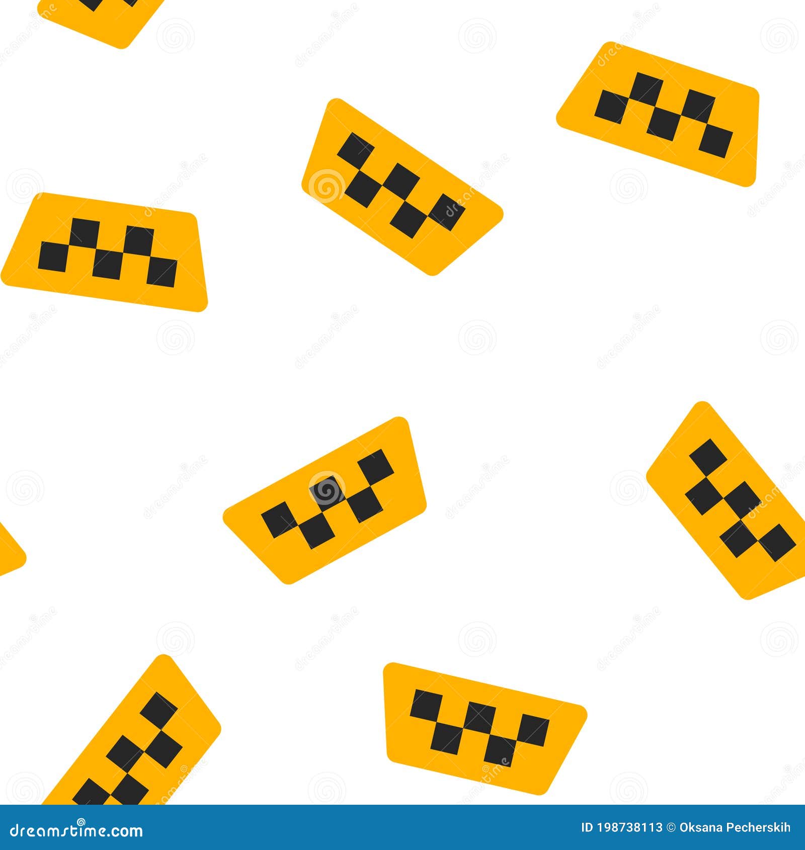 Taxi Checkers Vector Icon Seamless Pattern on a White Background Stock ...