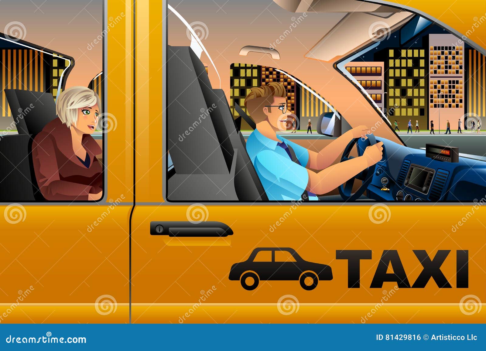 Taxi Driver Driving a Passenger Stock Vector - Illustration of adults ...