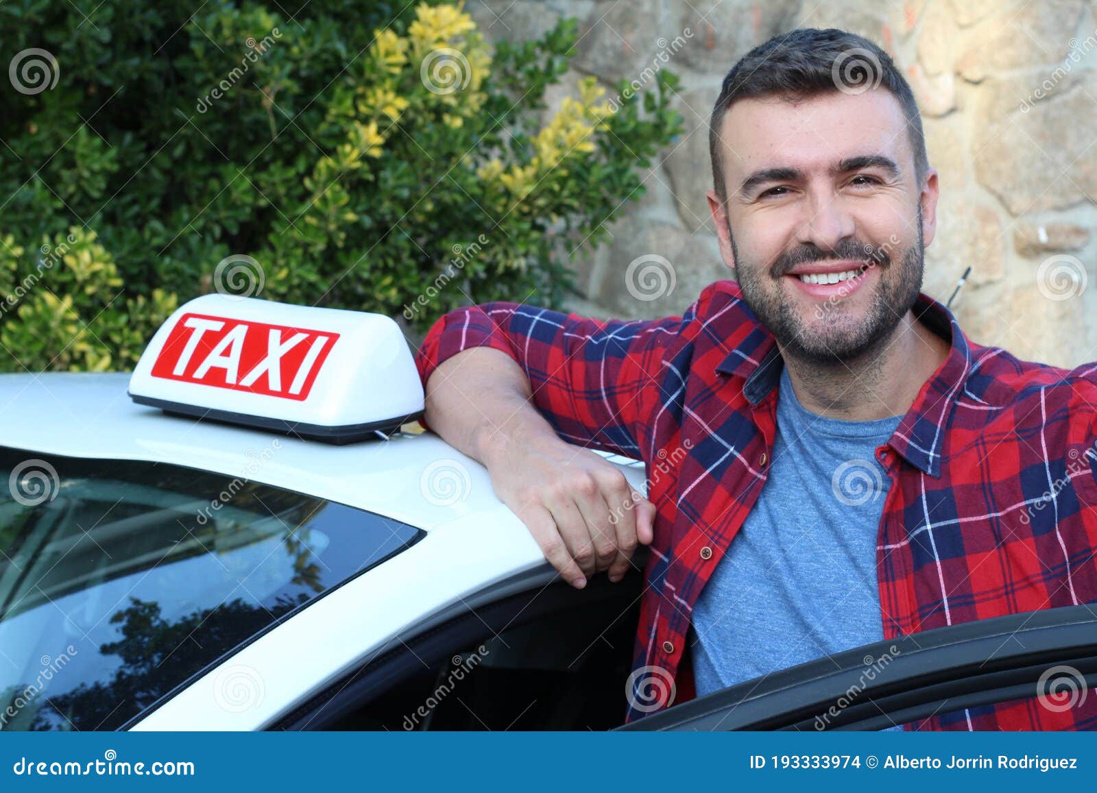 Taxi Driver Smiling at Work Stock Photo - Image of contemporary, male ...