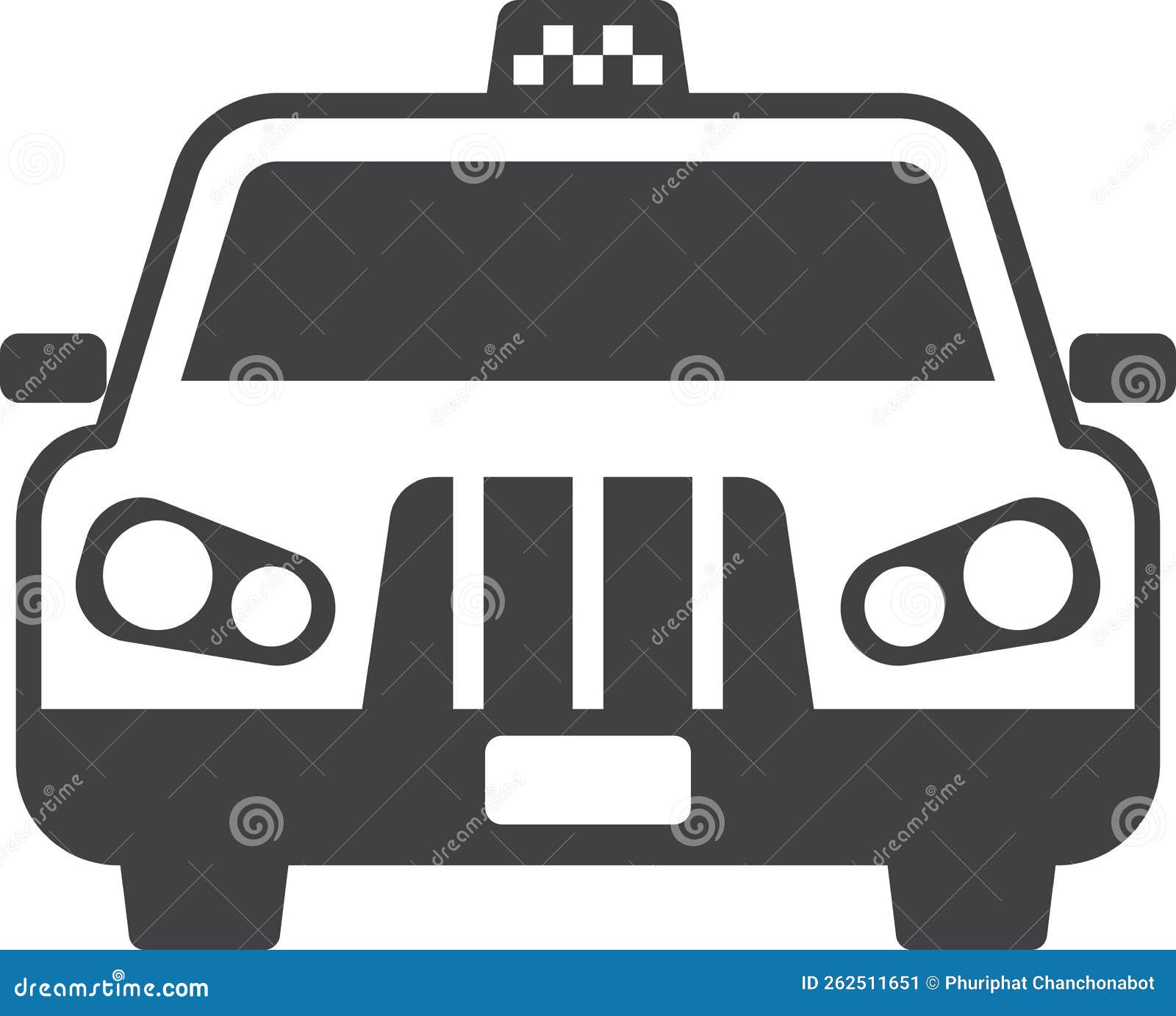 Taxi from Front View Illustration in Minimal Style Stock Vector ...