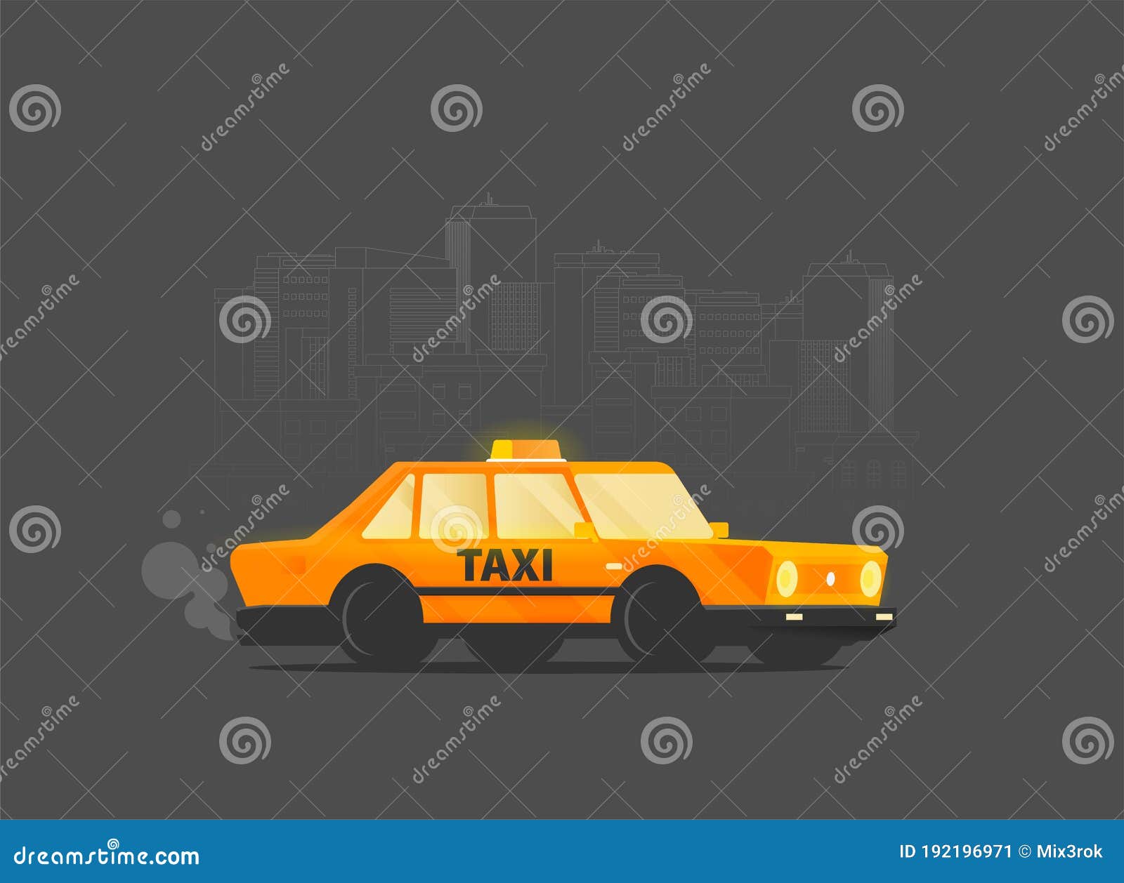 Taxi Graphic Design in Flat Style Stock Vector - Illustration of driver ...