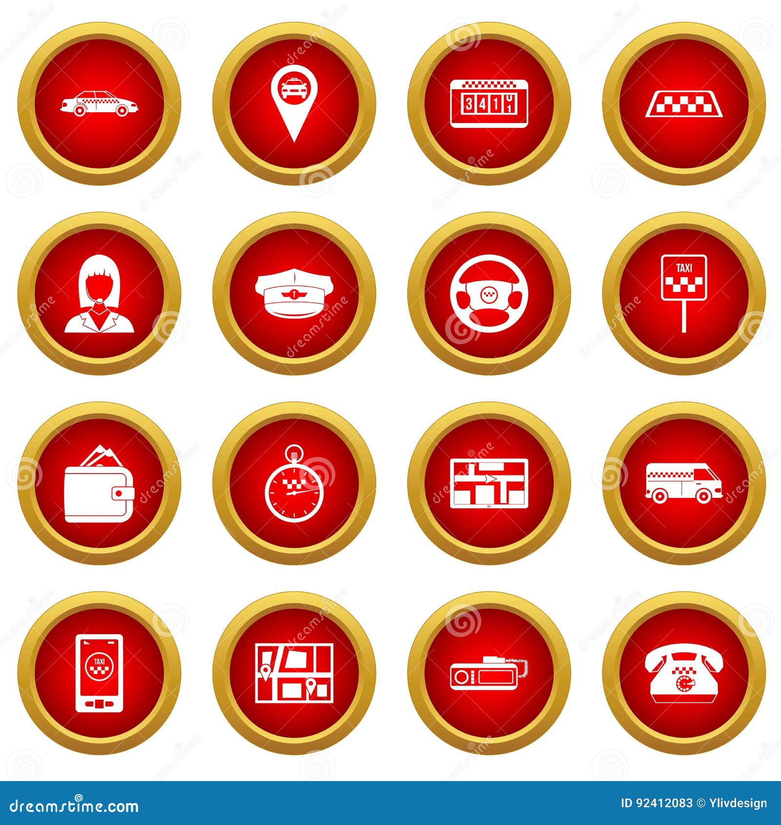 Taxi icon red circle set stock vector. Illustration of symbol - 92412083