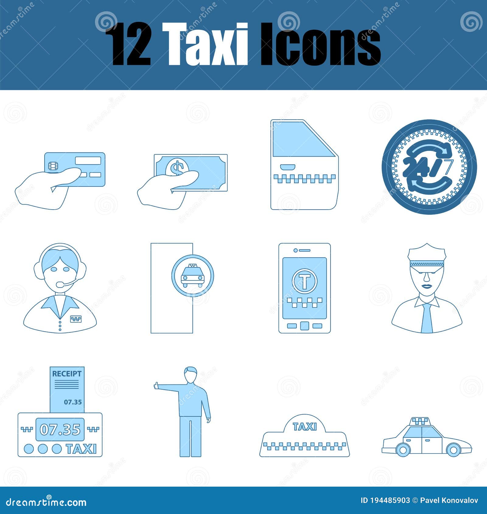 Taxi Icon Set stock vector. Illustration of drive, sign - 194485903